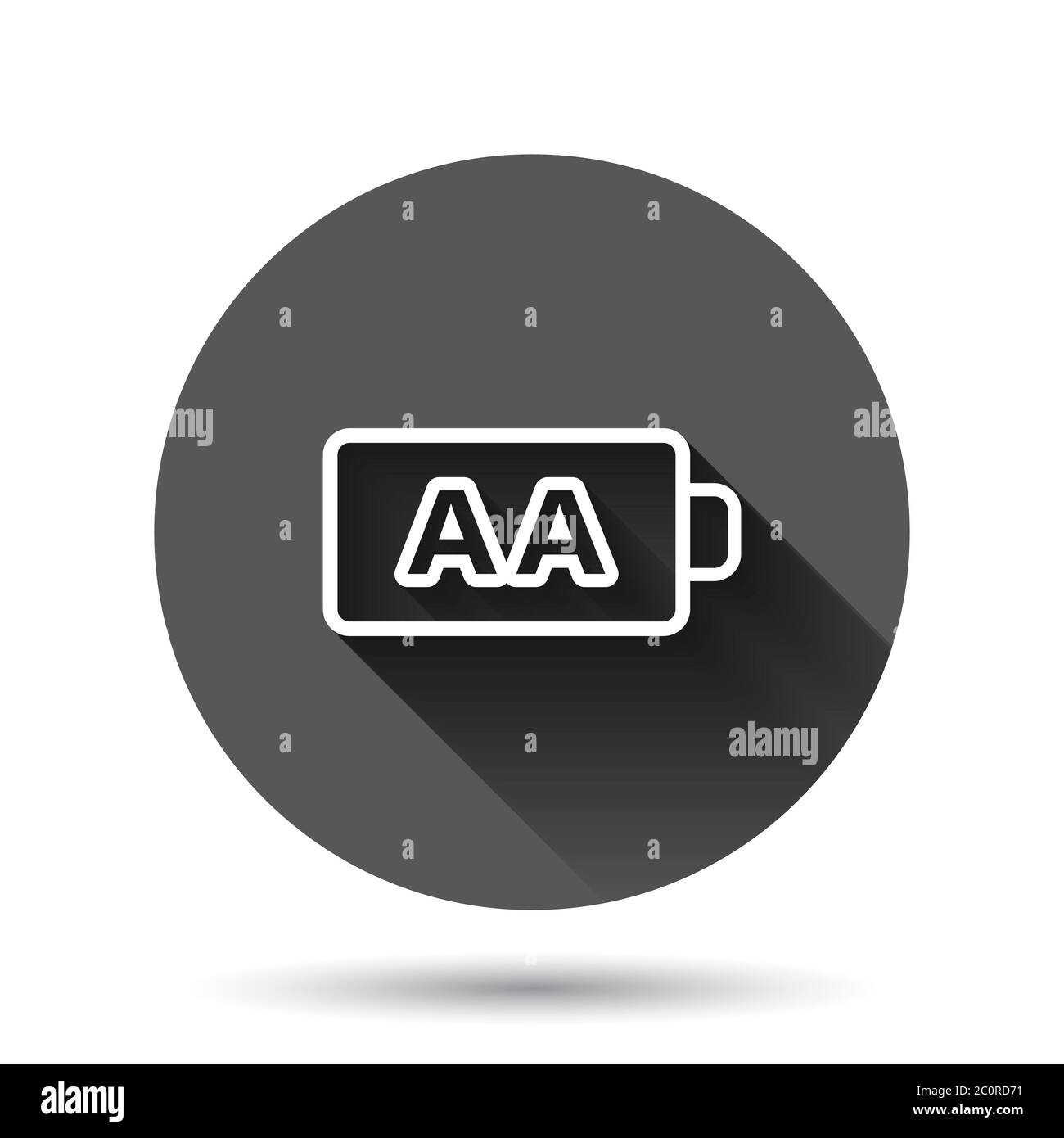 AA battery icon in flat style. Power level vector illustration on black ...
