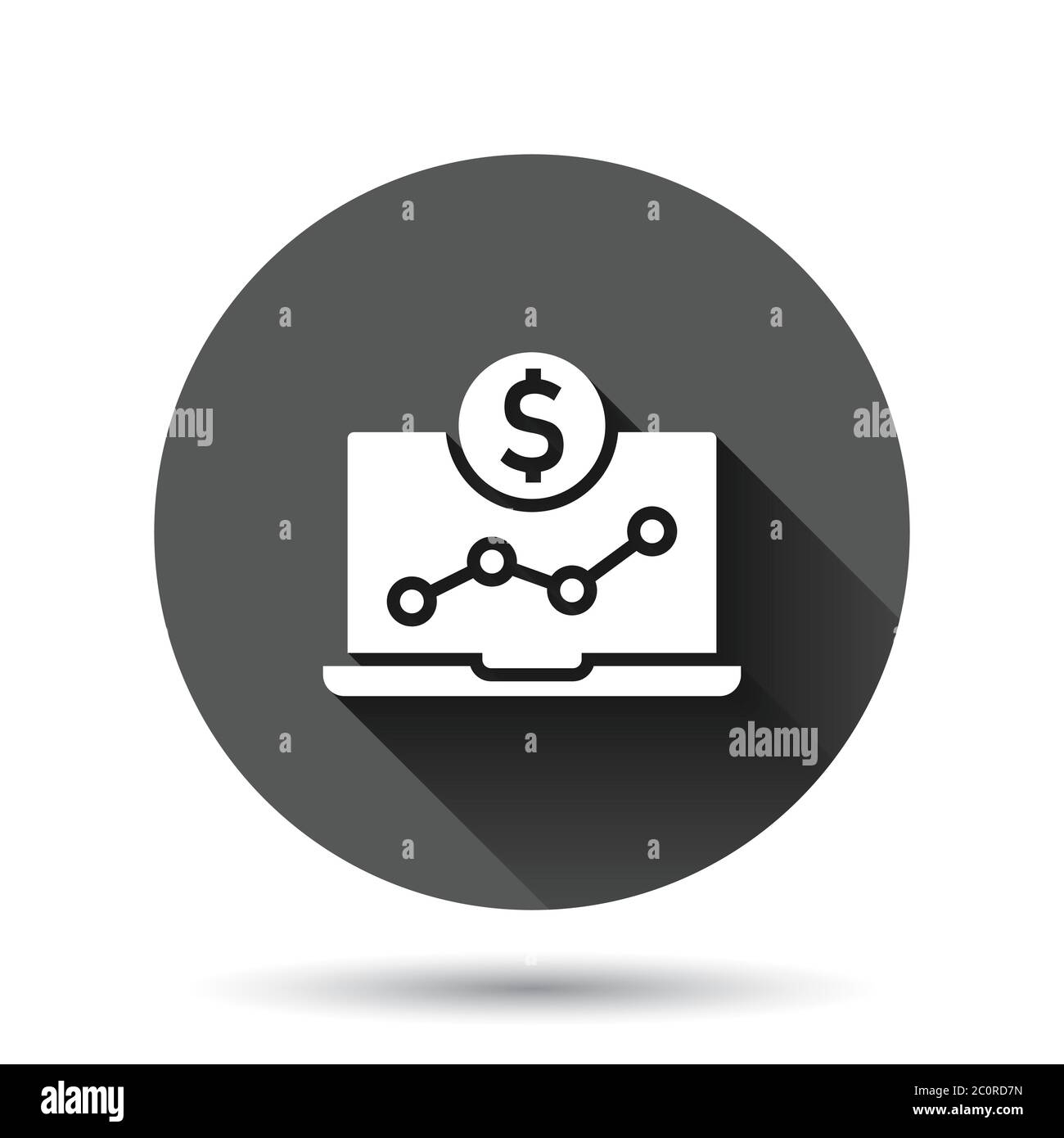 Laptop computer chart icon in flat style. Money diagram vector ...