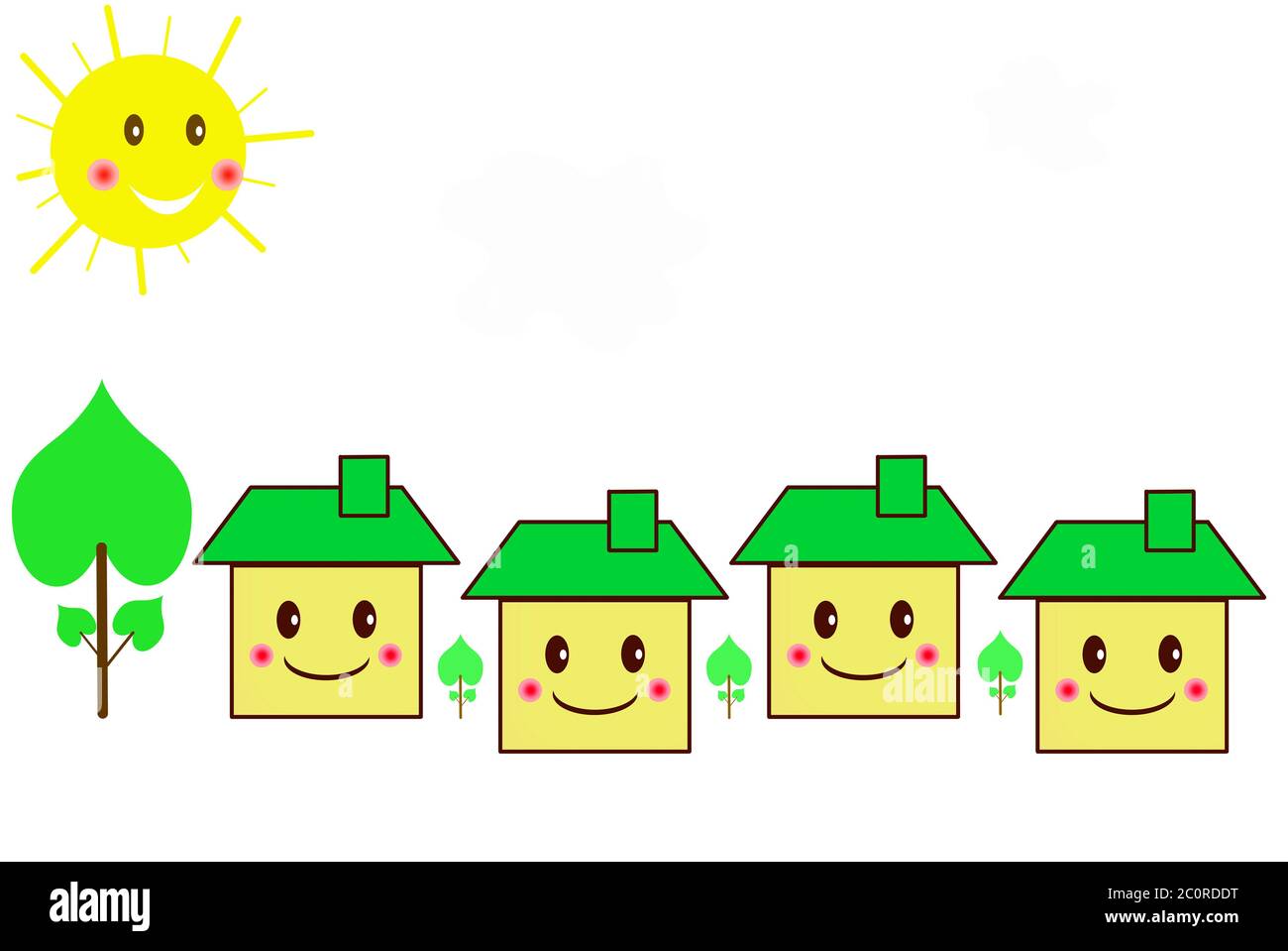 Cartoon of house with green roof green door Cut Out Stock Images ...