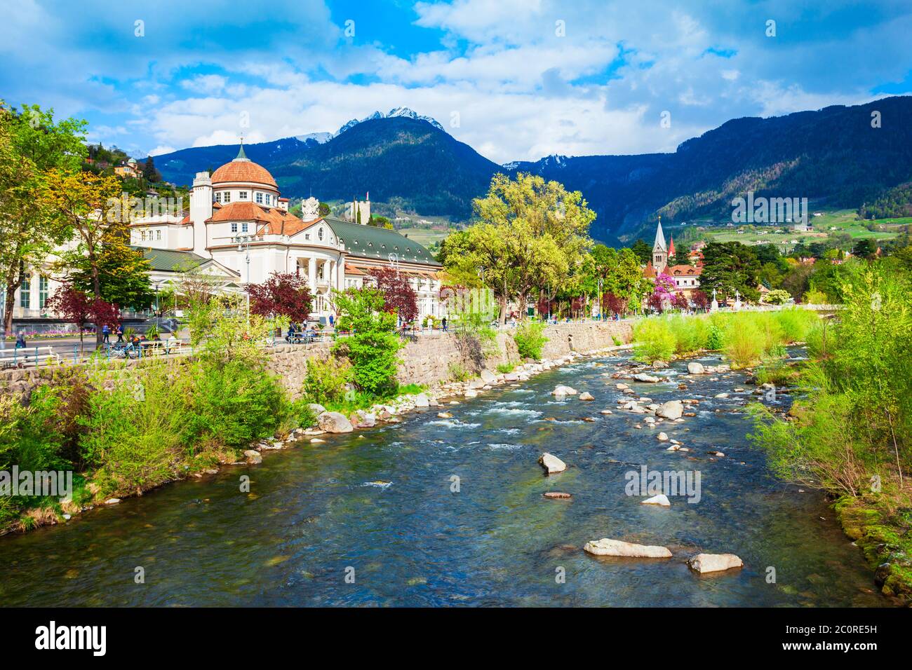 Kurhaus of Meran is a famous building and a symbol of Merano town in ...
