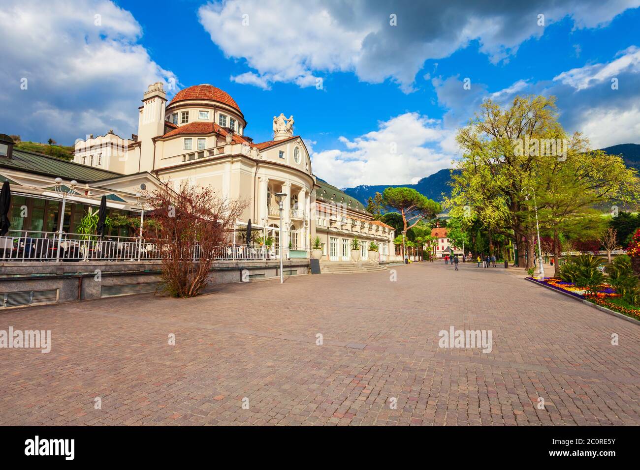Kurhaus of Meran is a famous building and a symbol of Merano town in ...