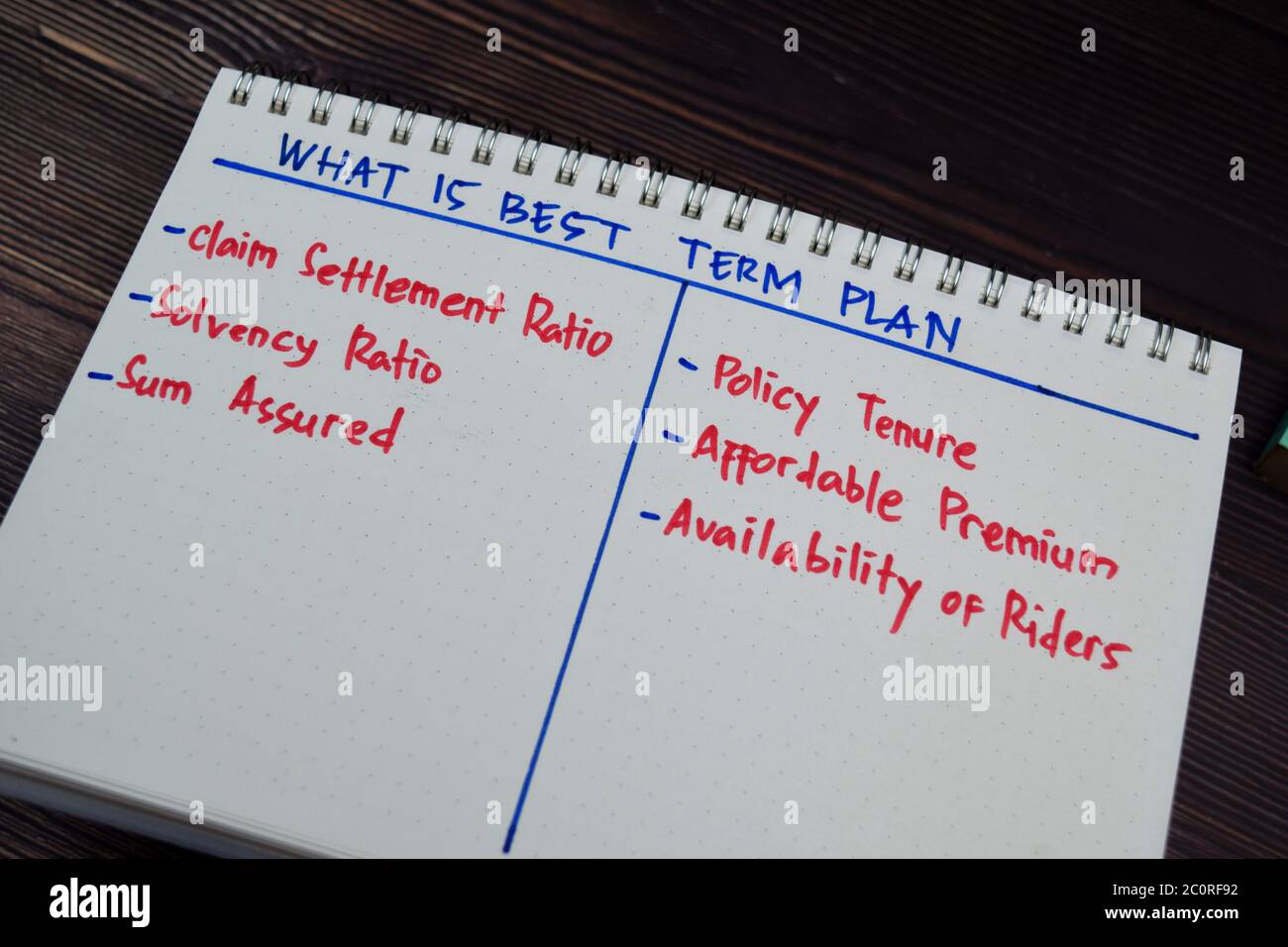 What Is Best Term Plan write on a book with keywords isolated wooden ...