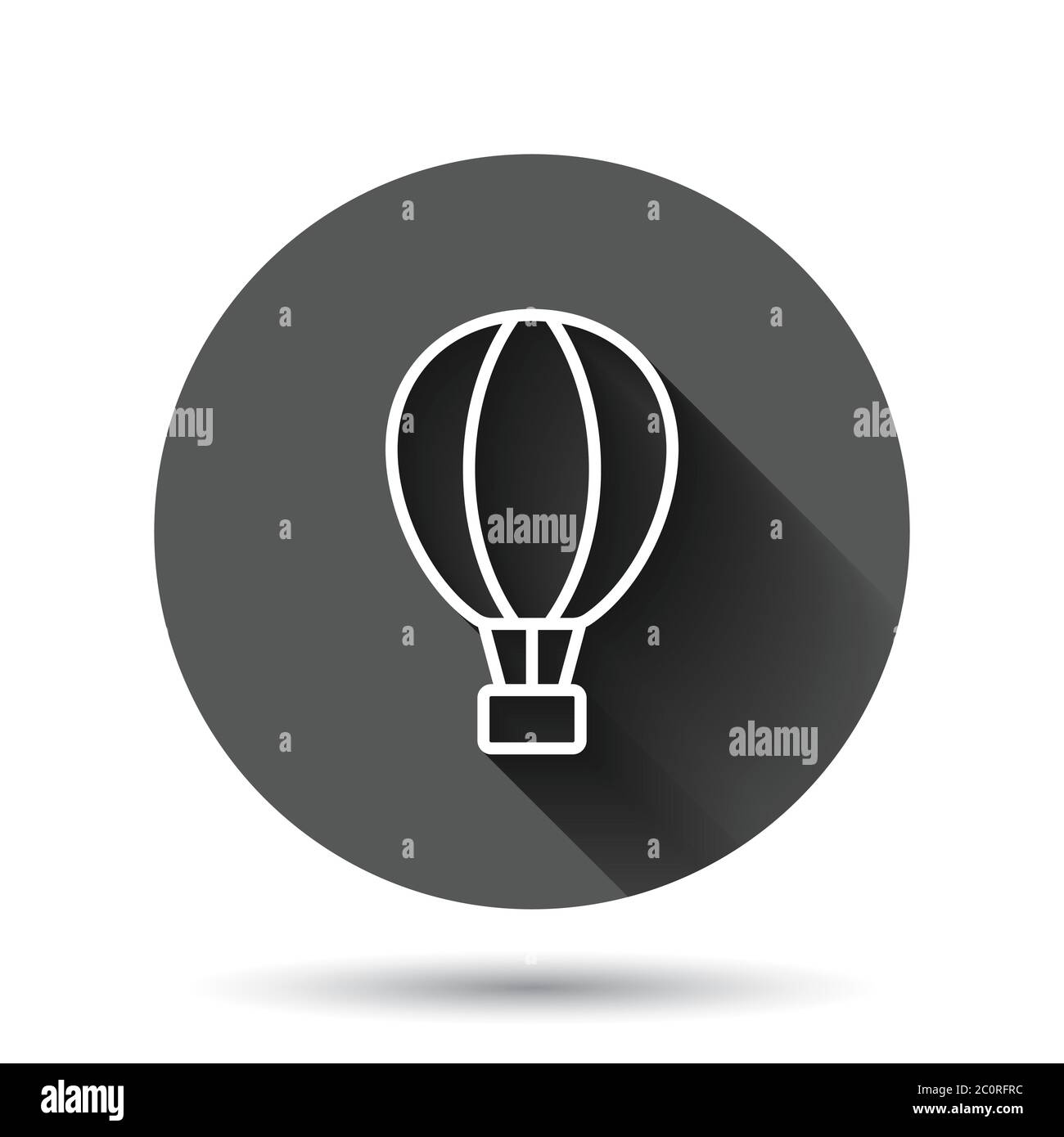 Air balloon icon in flat style. Aerostat vector illustration on black ...