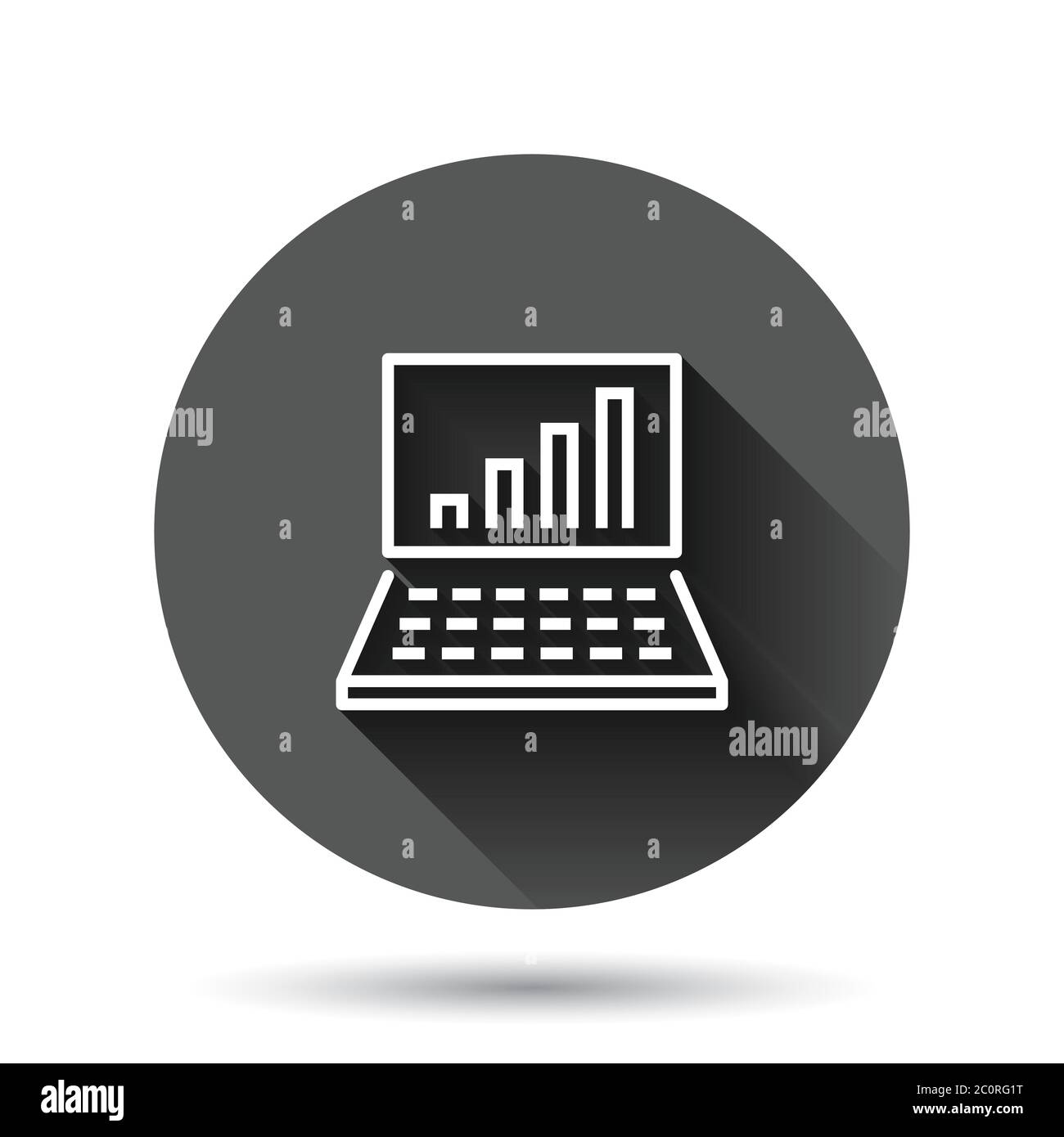 Laptop chart icon in flat style. SEO data vector illustration on black ...