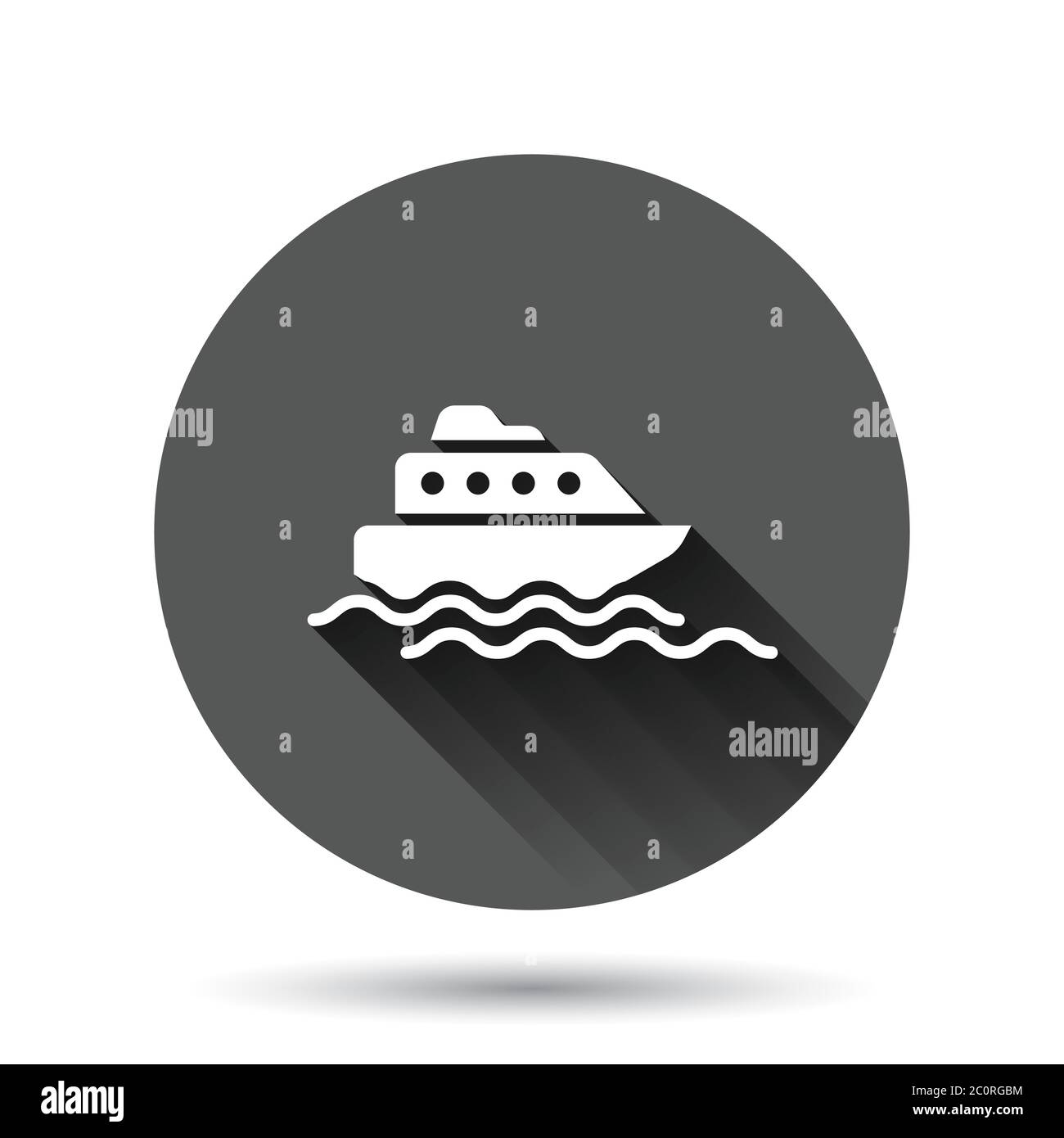 Tourism ship icon in flat style. Fishing boat vector illustration on ...