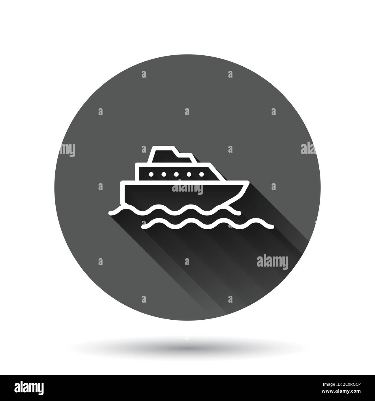 Tourism ship icon in flat style. Fishing boat vector illustration on ...