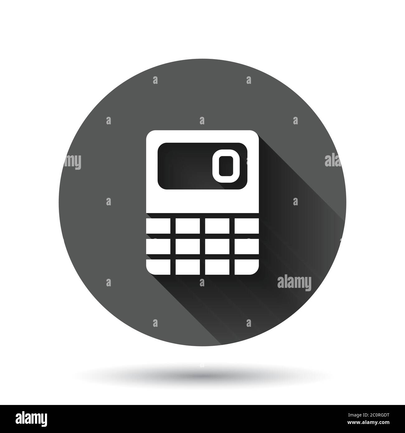Calculator icon in flat style. Calculate vector illustration on black ...