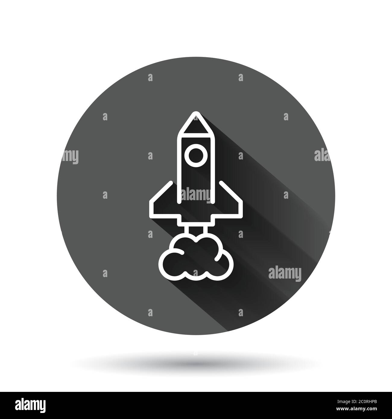 Rocket icon in flat style. Spaceship launch vector illustration on ...