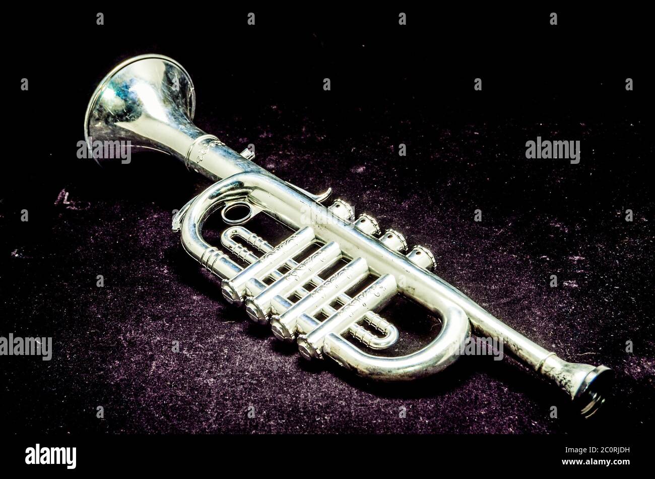 Silver Vintage Toy Trumpet Stock Photo - Alamy