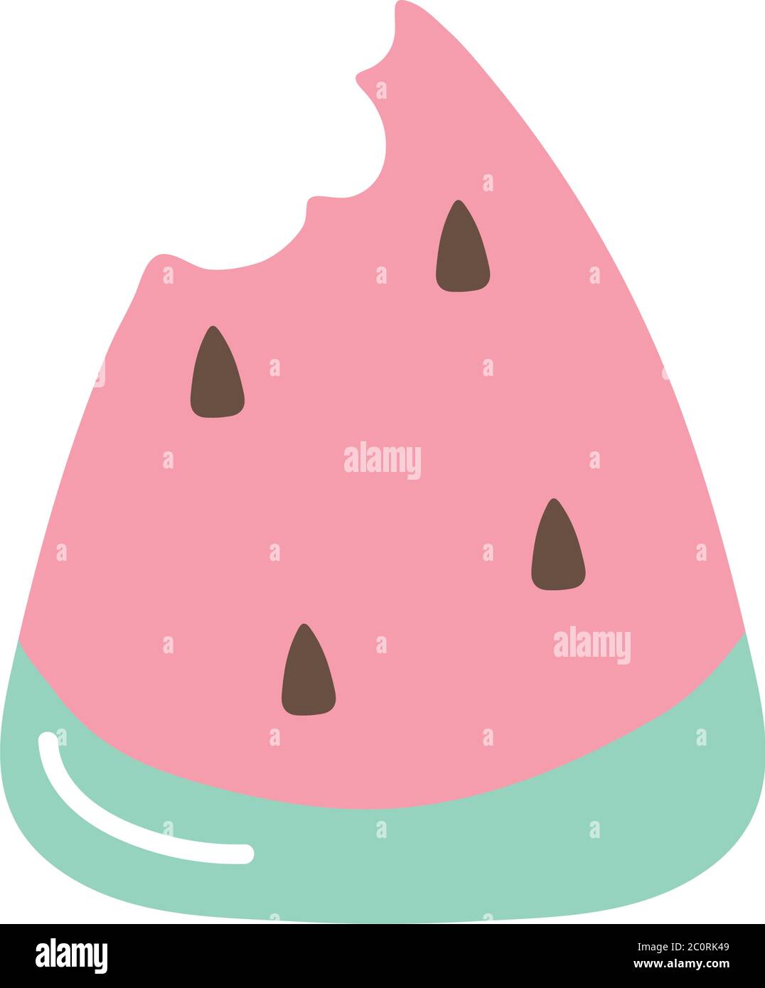 bitten watermelon slice icon over white background, flat style, vector ...