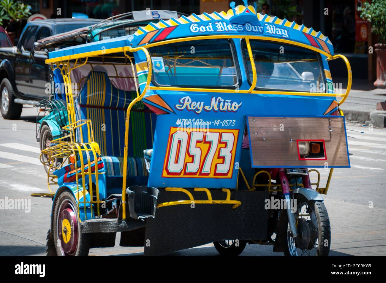 Very Bright and Colorful Tricycle of A Filipino on a street Stock Photo ...
