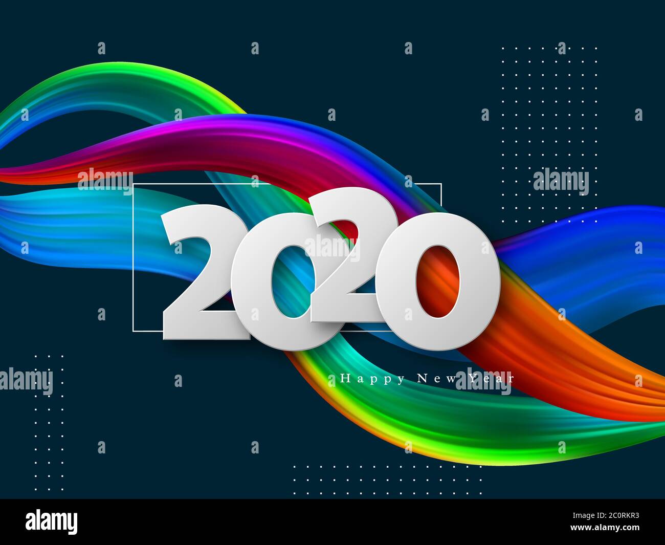 2020 New Year sign on abstract liquid background Stock Vector Image ...