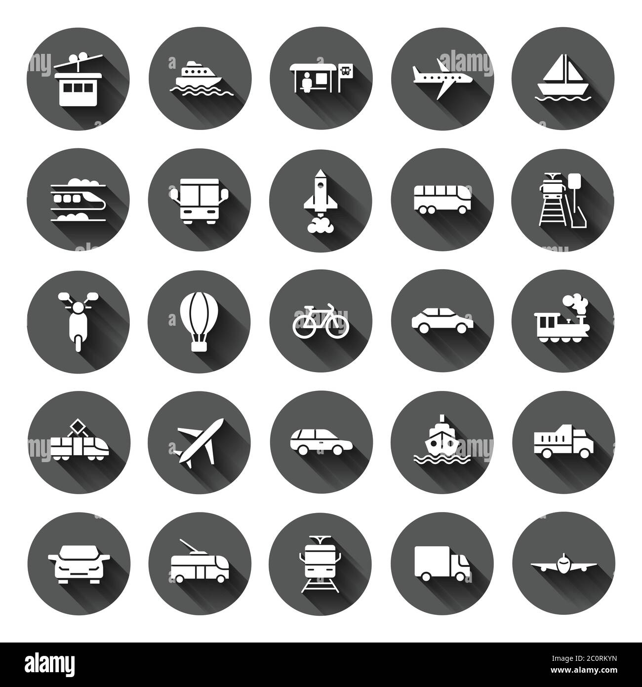 Transport icon set in flat style. Car vector collection illustration on ...