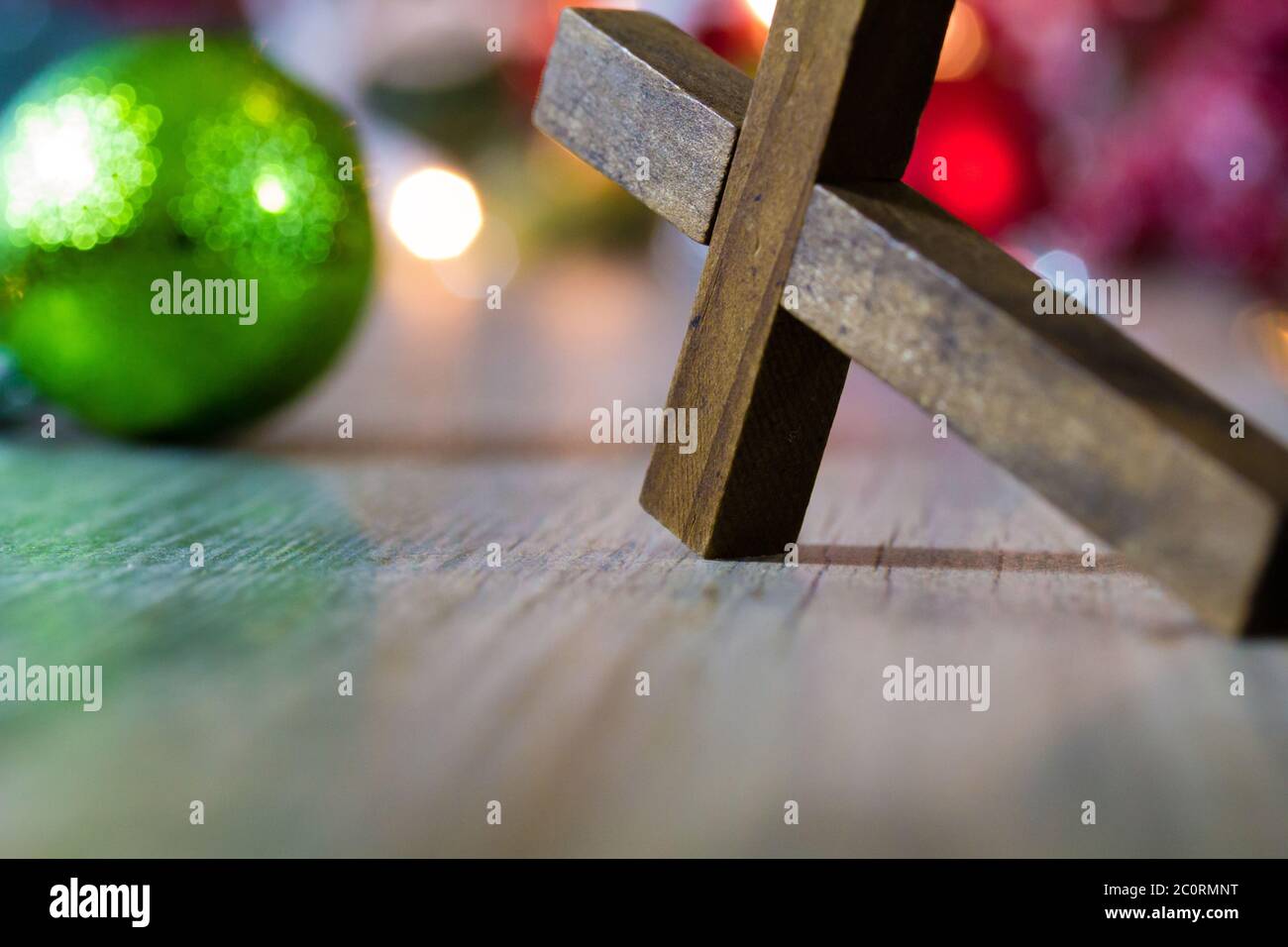 Colorful Christmas Ornaments and Christian Cross Stock Photo - Alamy