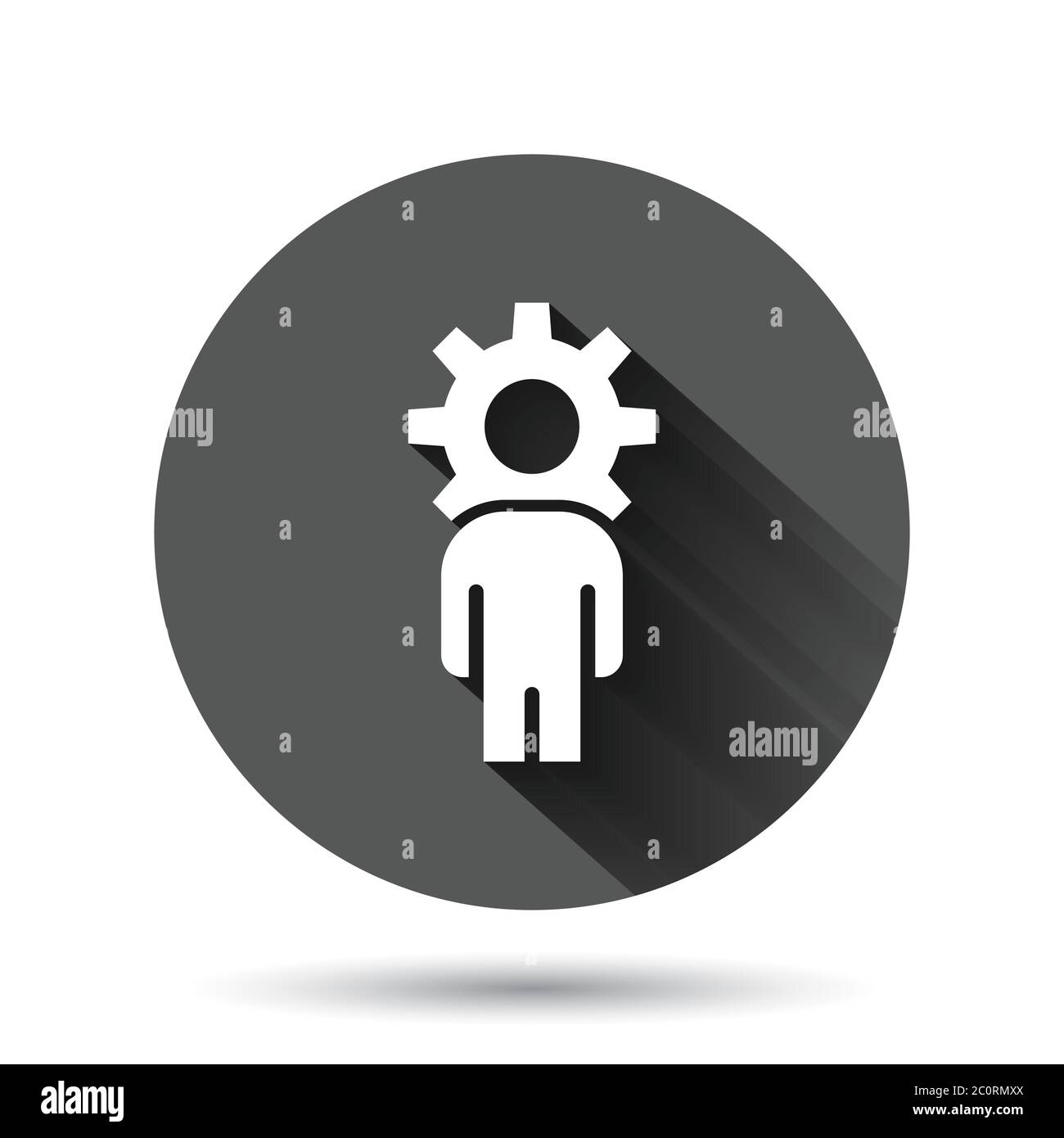 People with gear icon in flat style. Person cogwheel vector ...