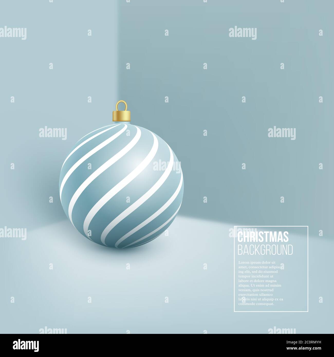 Christmas blue bauble with geometric pattern. 3d realistic style on ...