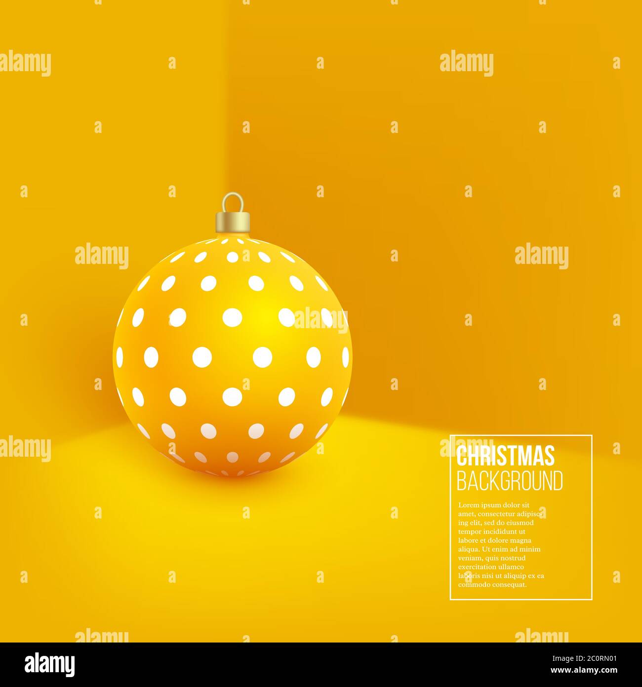 Christmas yellow bauble with geometric pattern. 3d realistic style on ...