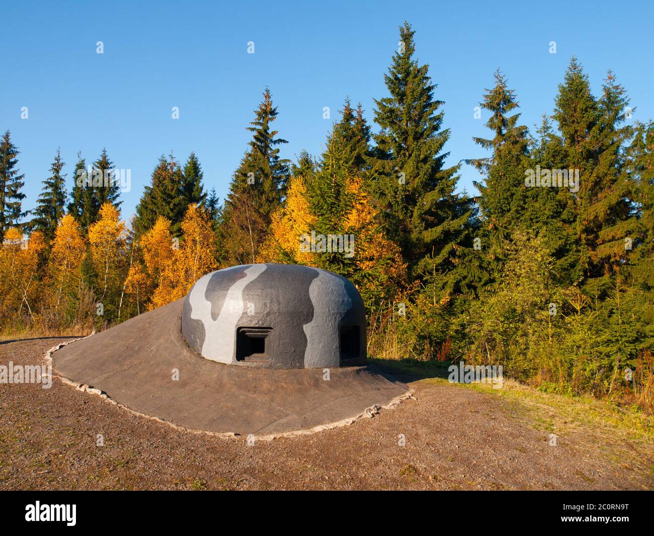 Loopholes in a turret for machine guns with camouflage paintings on ...