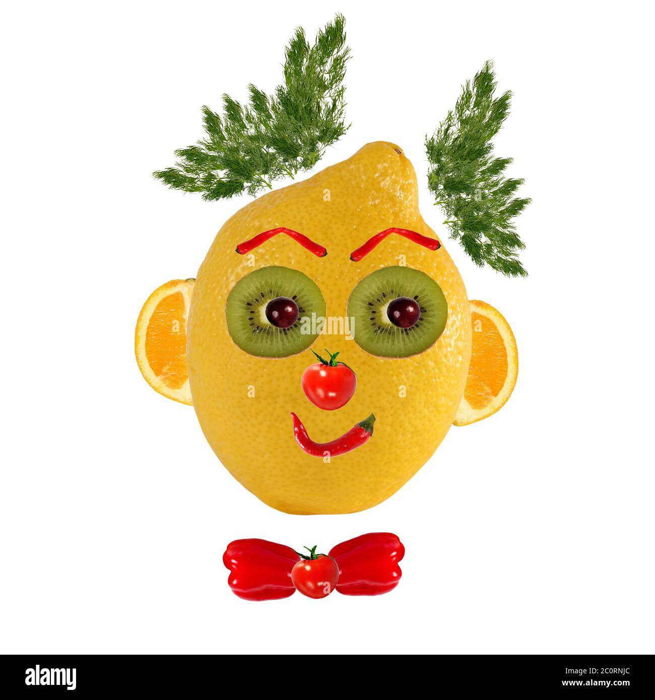 Healthy eating. Funny face made of vegetables and fruits Stock Photo ...