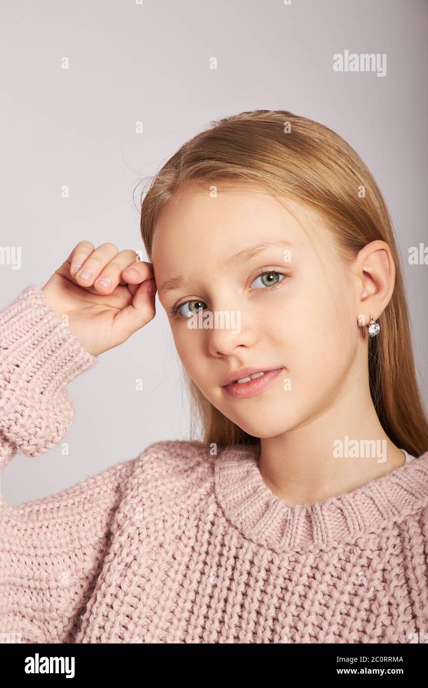 Portrait of a small smiling girl. Happy emotions Stock Photo - Alamy