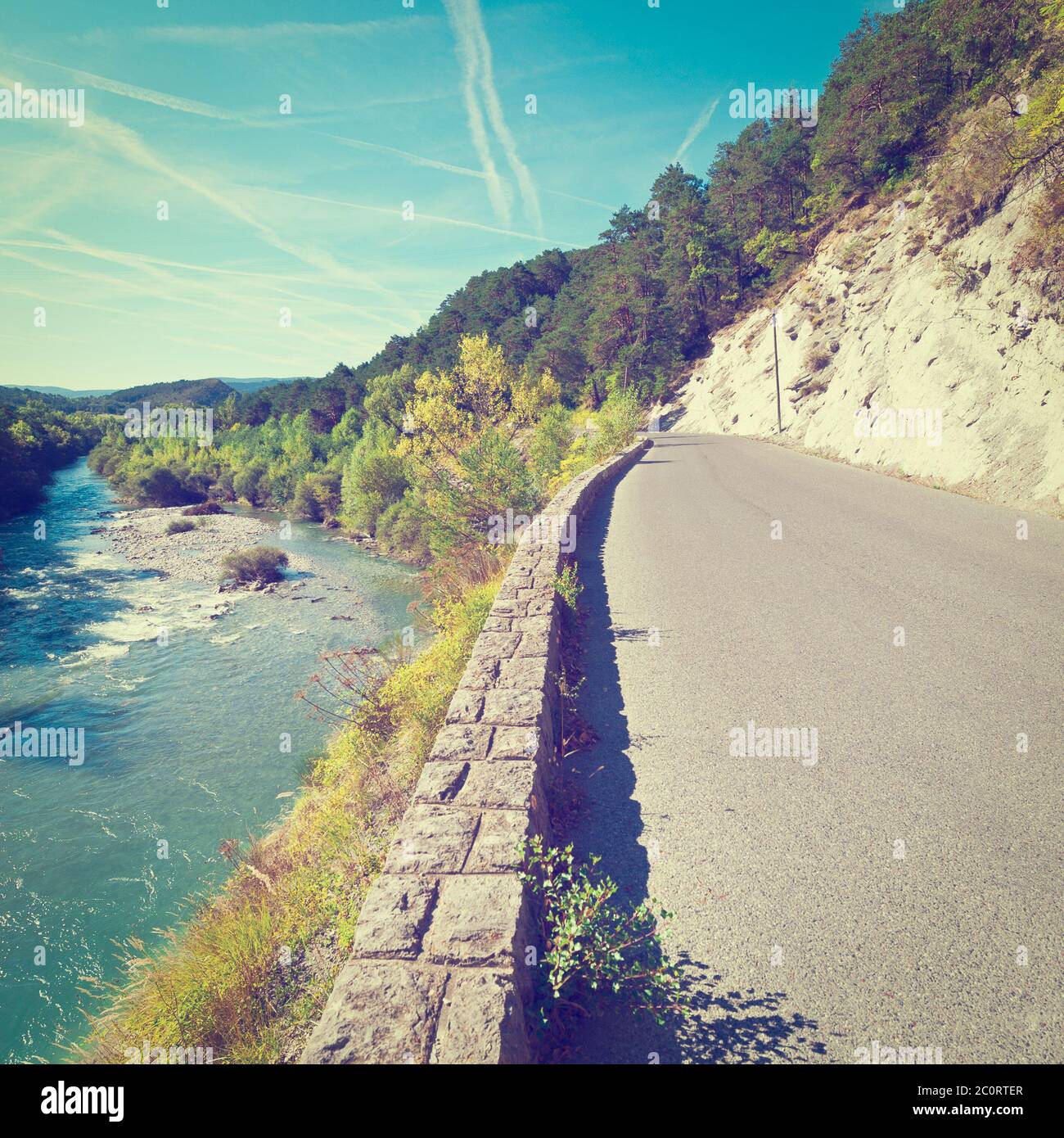 Road along River Stock Photo - Alamy