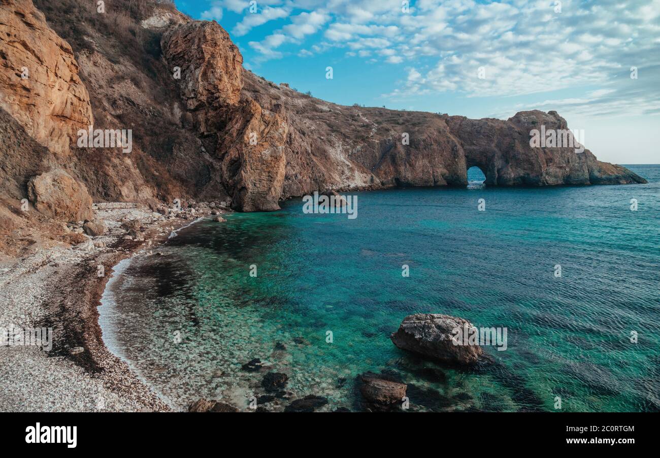 beach and cape Fiolent with a grotto Diana Stock Photo - Alamy