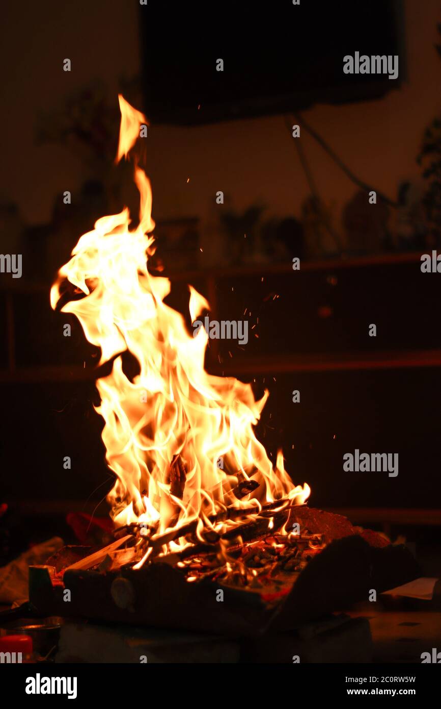 indian Hawan And Pooja fire stock images Stock Photo - Alamy