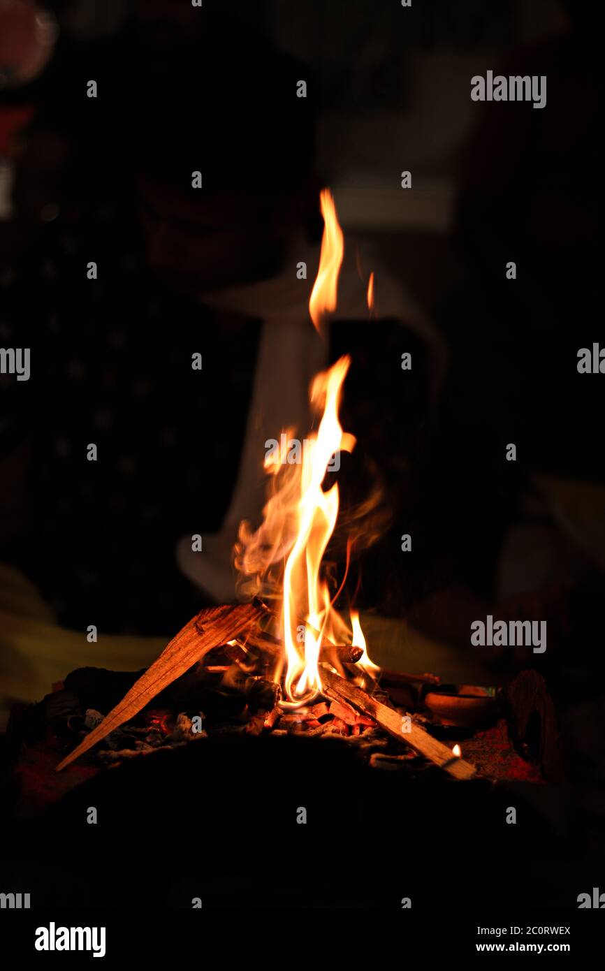 indian Hawan And Pooja fire stock images Stock Photo - Alamy