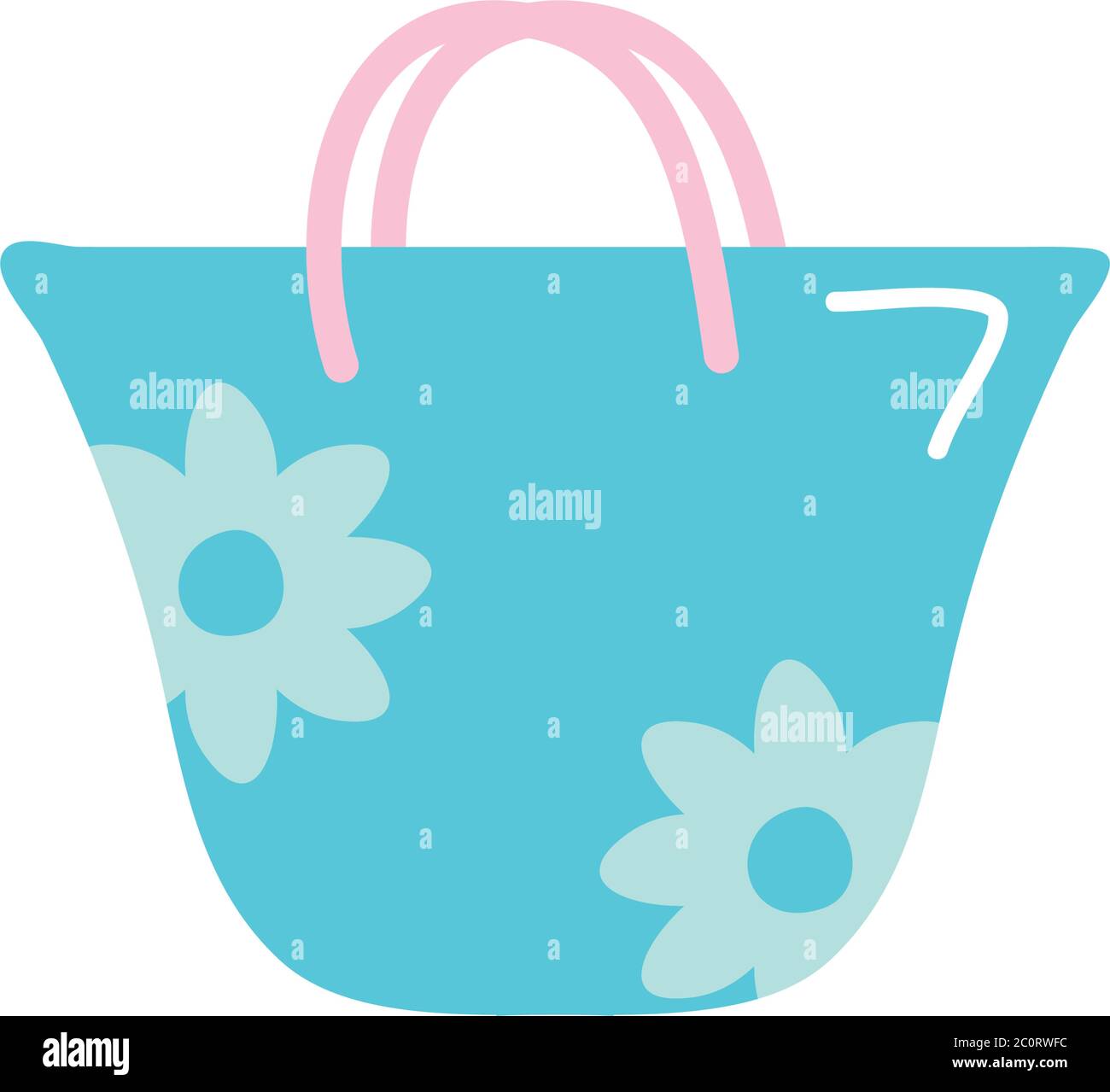 summer handbag with flowers design over white background, flat style ...