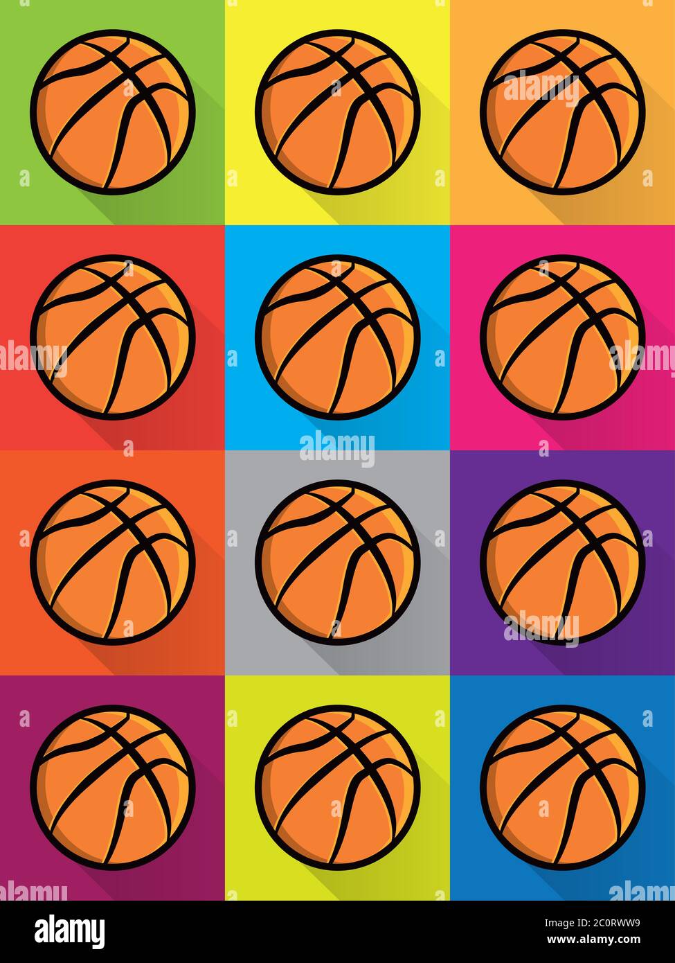 Colorful Basketball Icons Background Illustration Stock Photo - Alamy