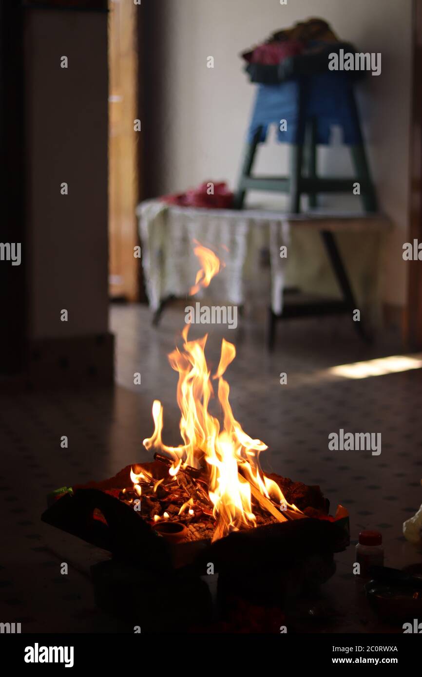 indian Hawan And Pooja fire stock images Stock Photo - Alamy