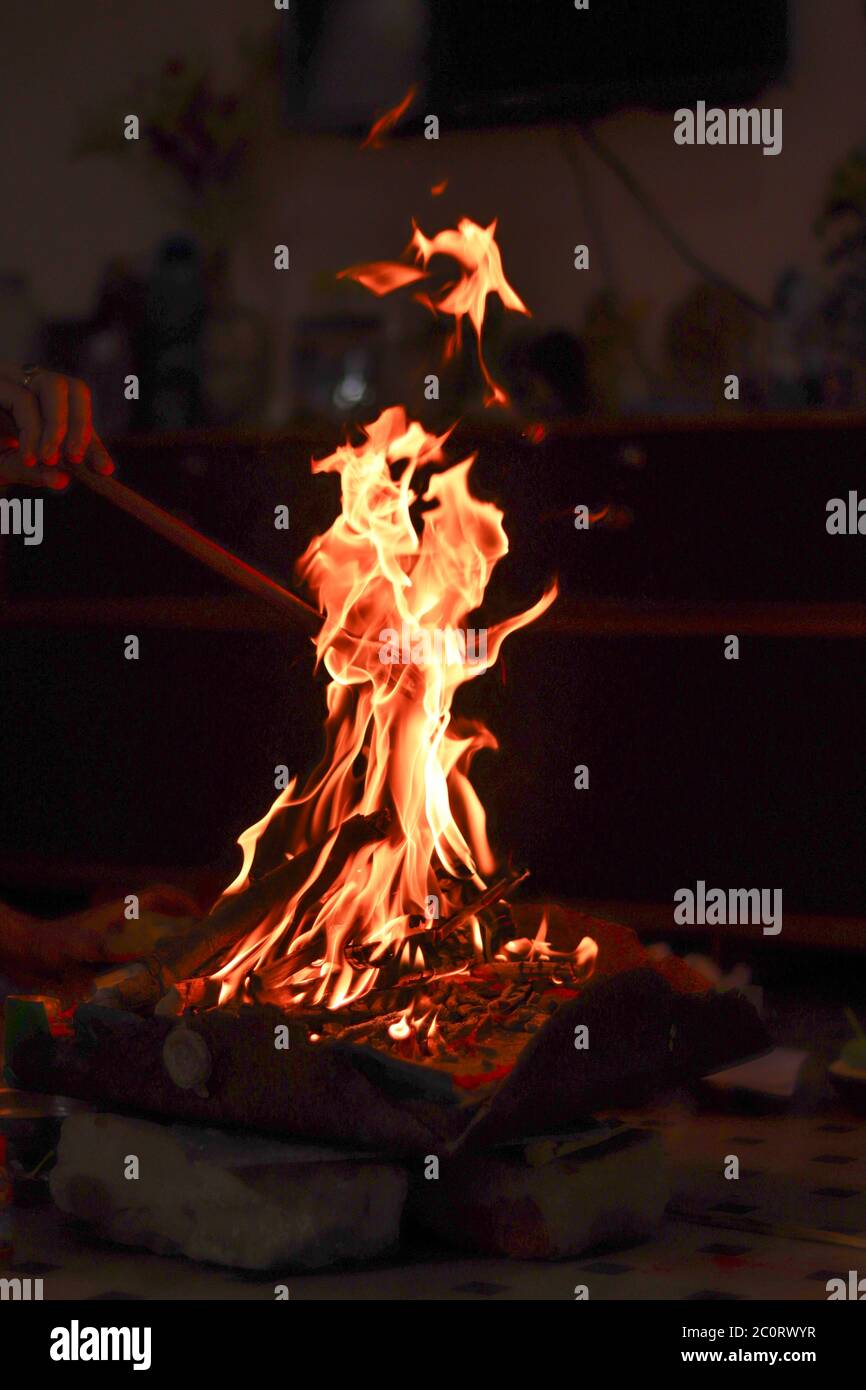 indian Hawan And Pooja fire stock images Stock Photo - Alamy