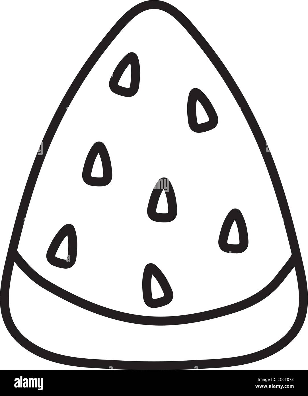 watermelon slice icon over white background, line style, vector ...