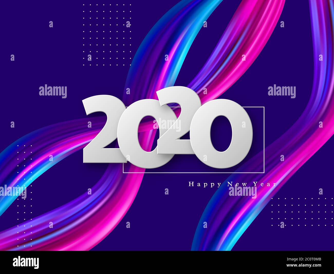 2020 New Year sign on abstract liquid background Stock Vector Image ...