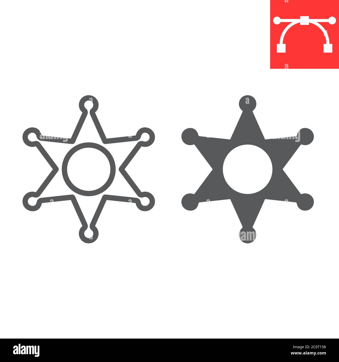 Sheriff star line and glyph icon, USA and justice, police star sign ...