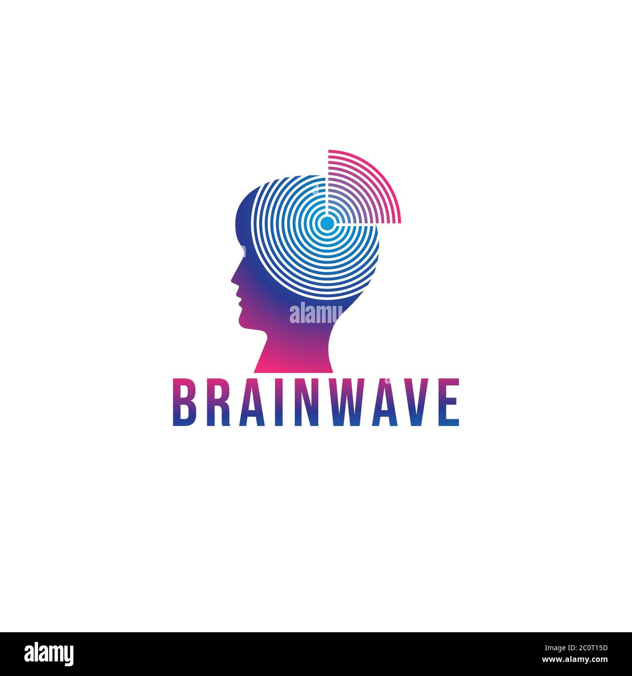 Brainwave logo design template. Silhouette of a people head with signal ...