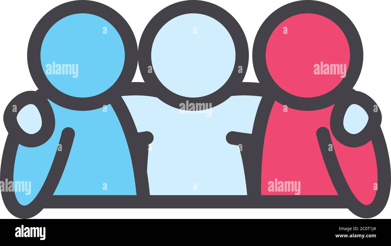 Avatars persons friends hugging line and fill style icon design of ...