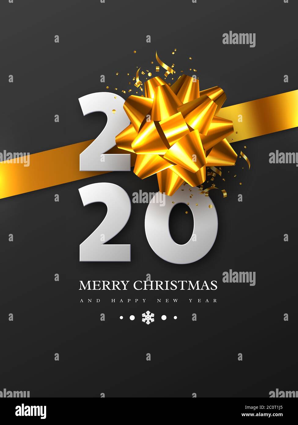 2020 New Year sign with 3d golden bow Stock Vector Image & Art - Alamy