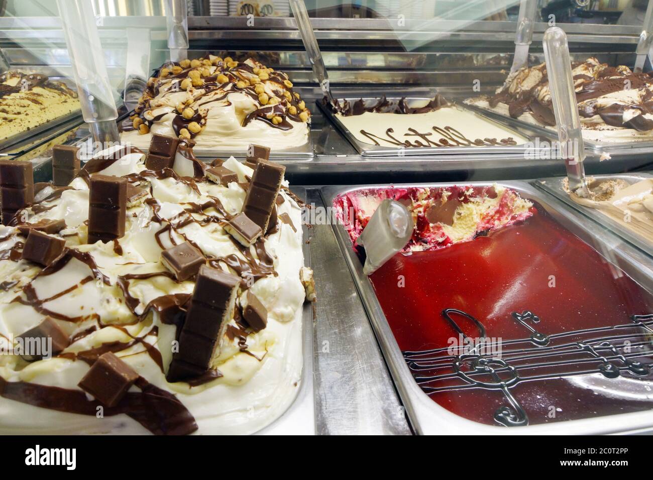 various types of ice cream in the ice cream cafe Stock Photo - Alamy