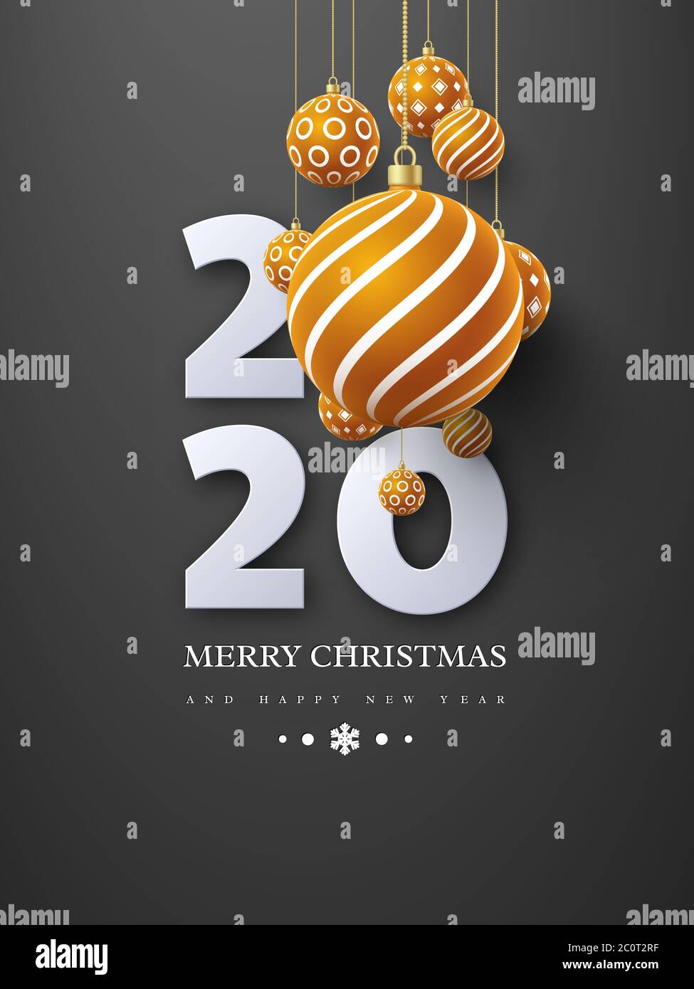 2020 New Year sign with 3d hanging baubles Stock Vector Image & Art - Alamy