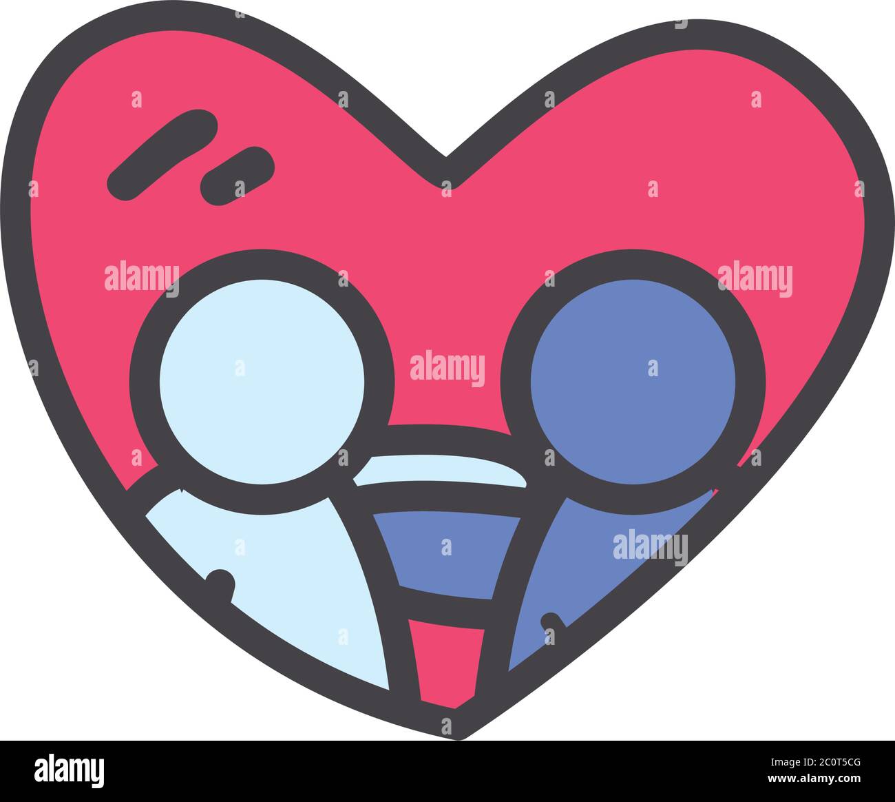 Avatars couple with heart line and fill style icon design of love ...