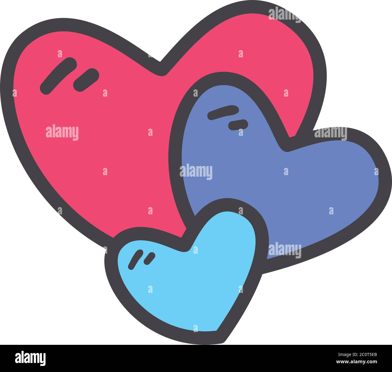 Hearts Line And Fill Style Icon Design Of Love Passion And Romantic