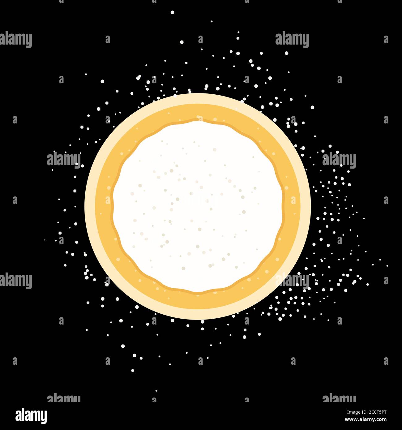 Rolled pizza dough flat vector isolated on black Stock Vector Image ...