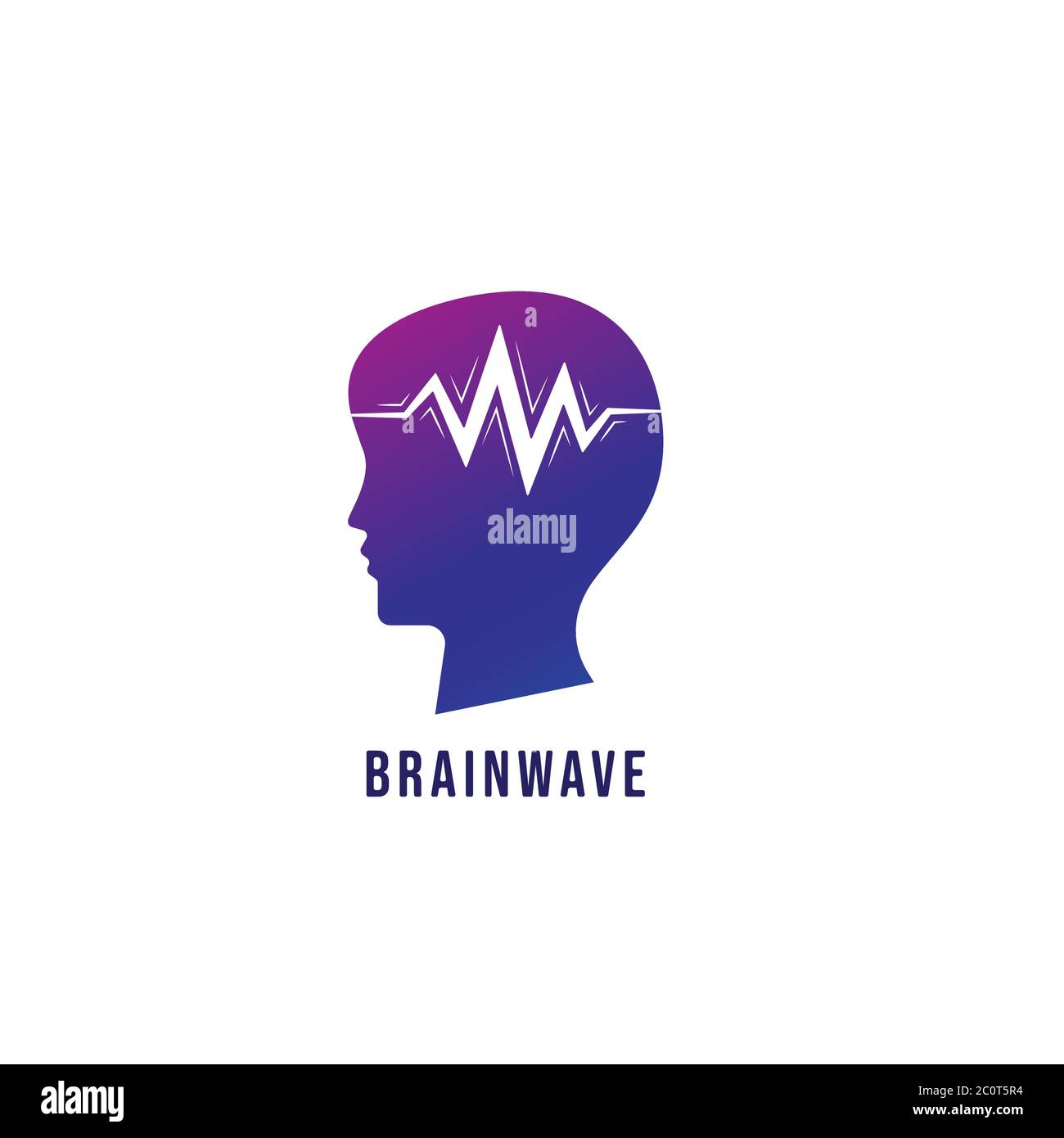 Brainwave logo design template. Silhouette of people head with pulse ...
