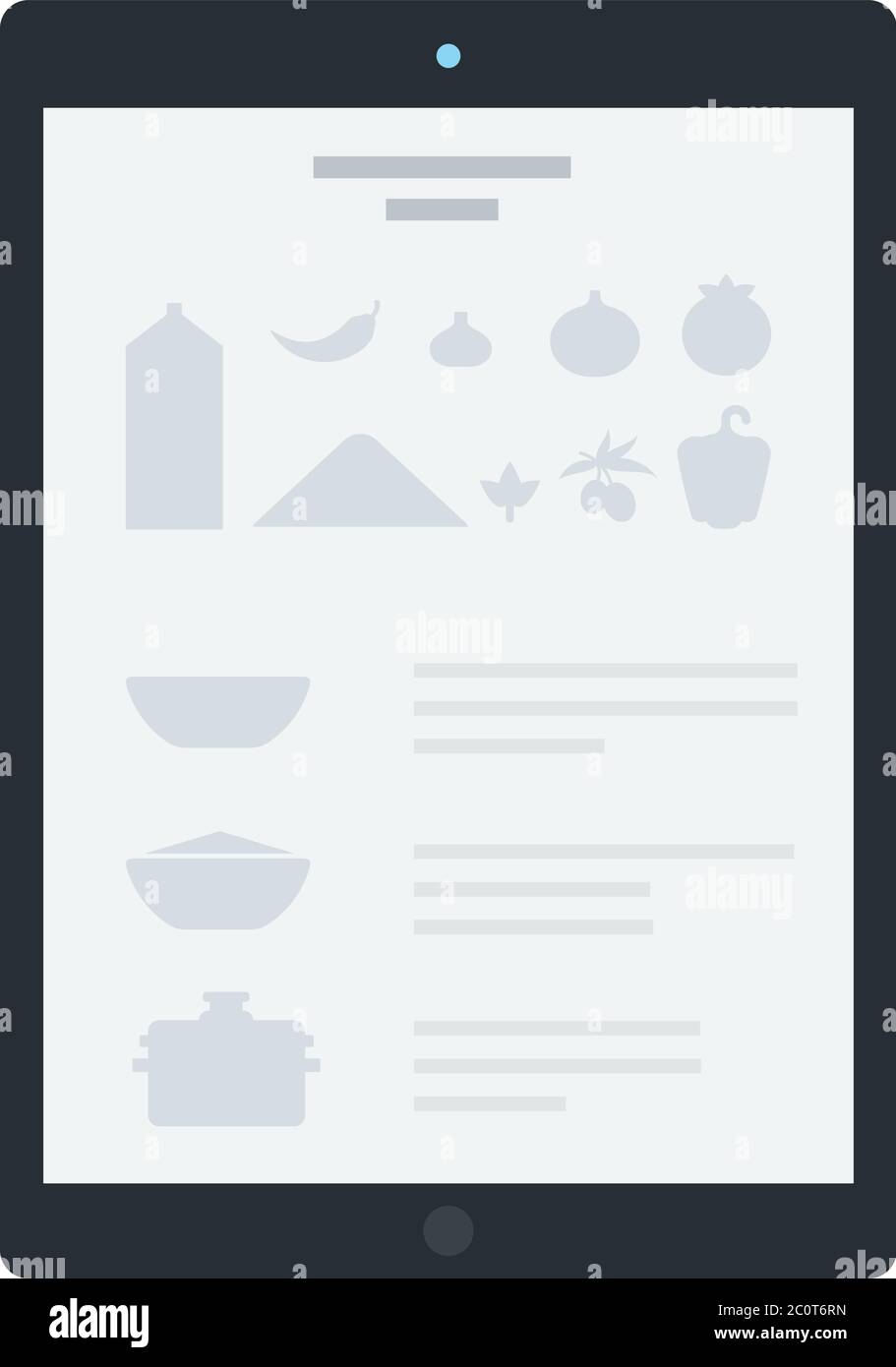 Culinary app on the tablet flat icon vector isolated Stock Vector Image ...