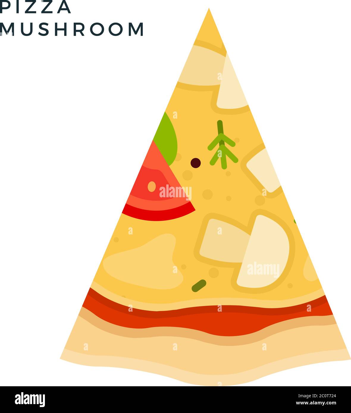 Triangular piece of Mushroom Pizza flat single icon vector isolated on ...