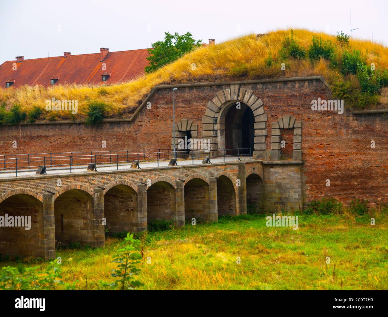 Entrance gate and bridge to the fortificated town Terezin, Czech ...