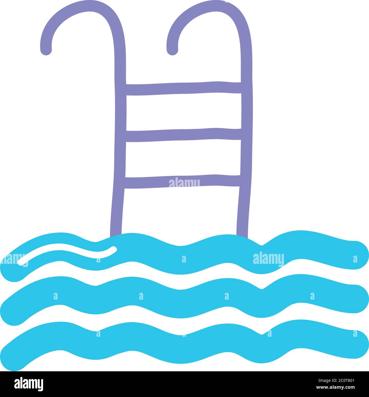 swimming pool ladder icon over white background, flat style, vector ...