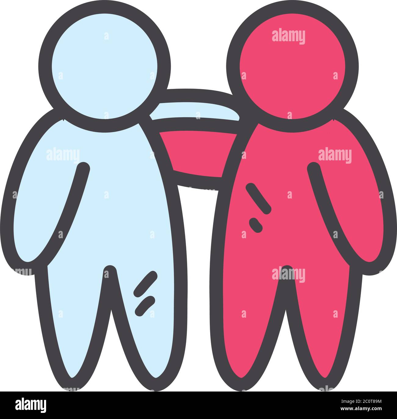 Avatars persons friends hugging line and fill style icon design of ...