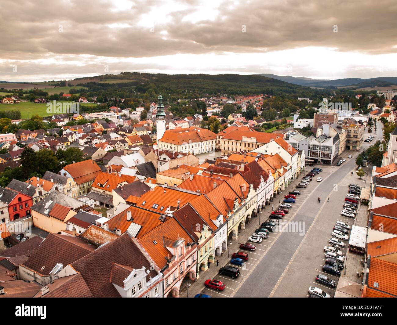 Aerial view of main square in Domazlice, Czech Republic Stock Photo - Alamy